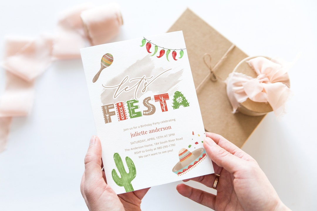 Fiesta Birthday Party Invitation, Nacho Average, Taco 'bout a Party ...