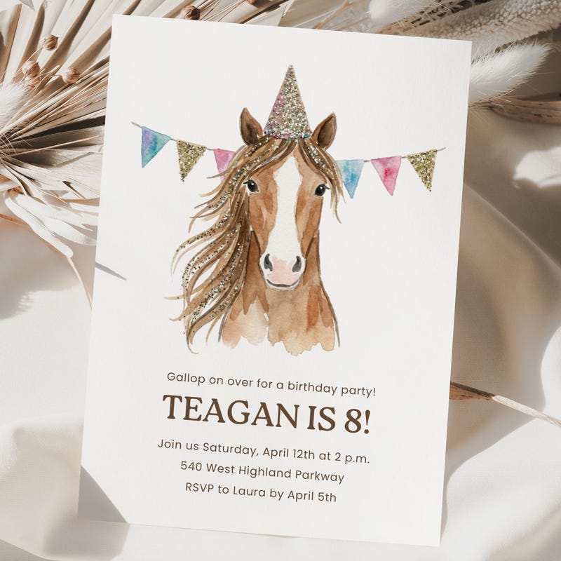 Horse Print Birthday Card - Etsy