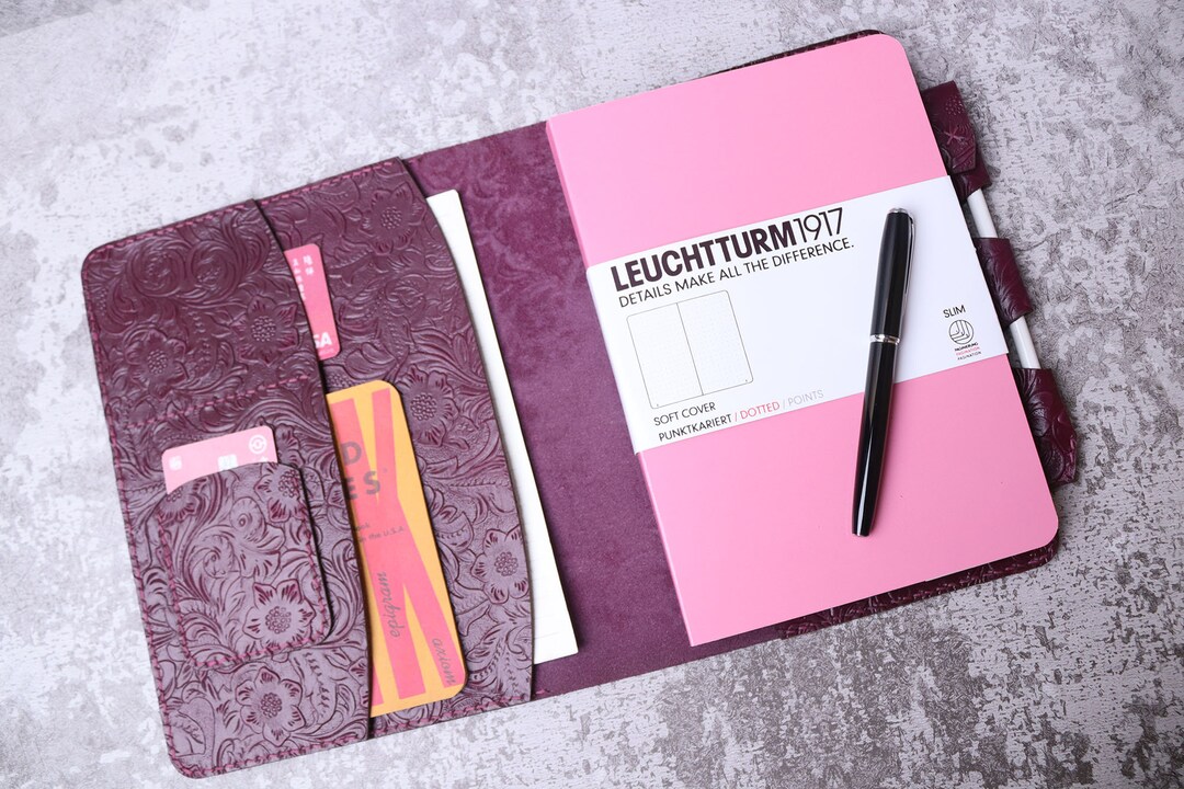 Composition B5 Embossed Leather Case Notebook Purple Portfolio ...