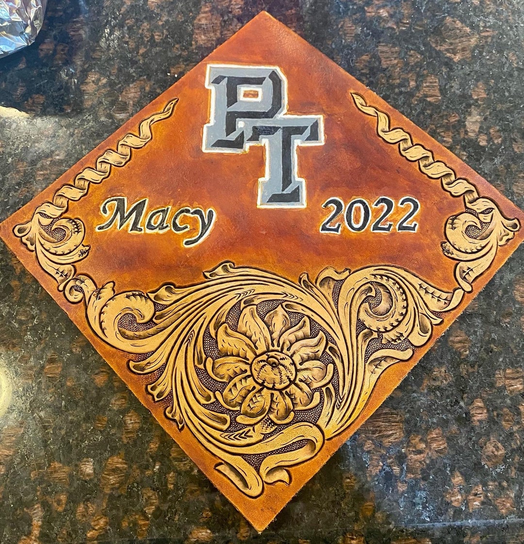 Custom Tooled Leather Grad Cap Topper - Etsy