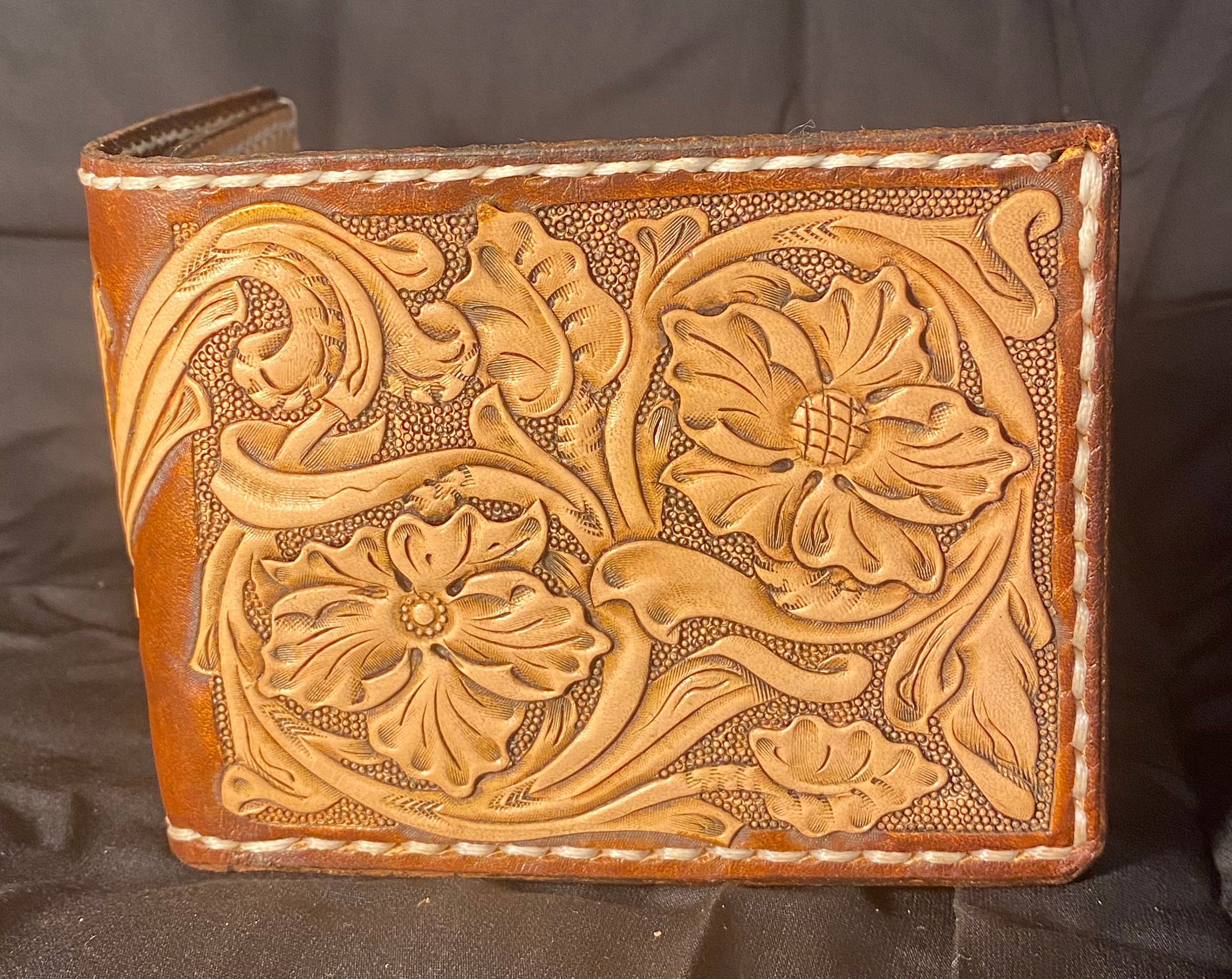 Hand Tooled Leather Bifold Wallet - Etsy