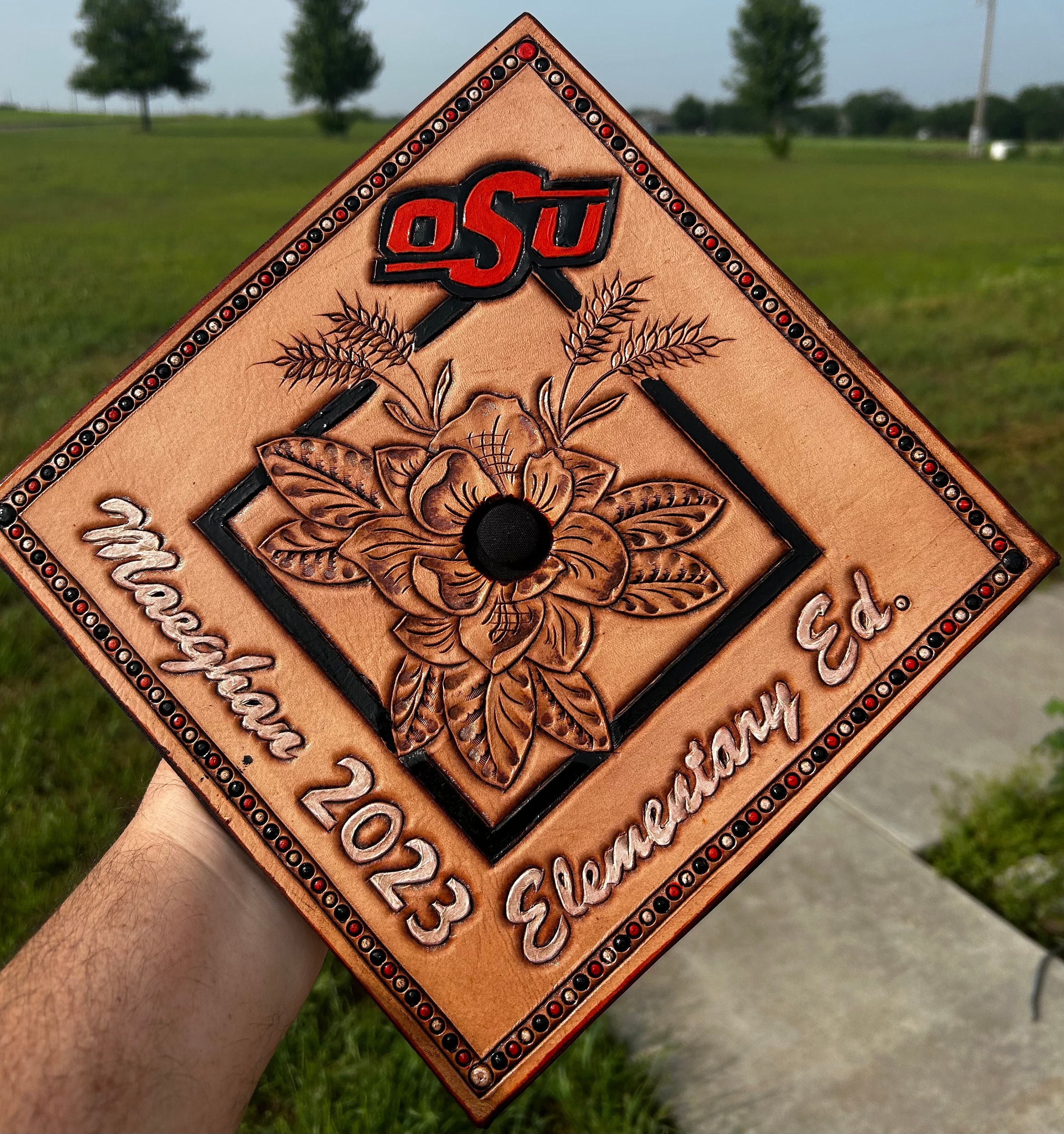 Custom Tooled Leather Grad Cap Topper - Etsy