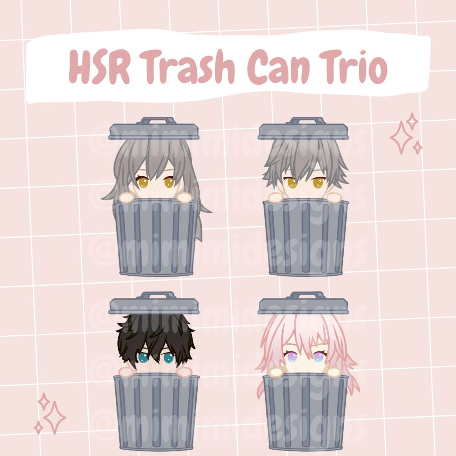 Honkai Star Rail Trash Can Trio Stickers Pack - Etsy