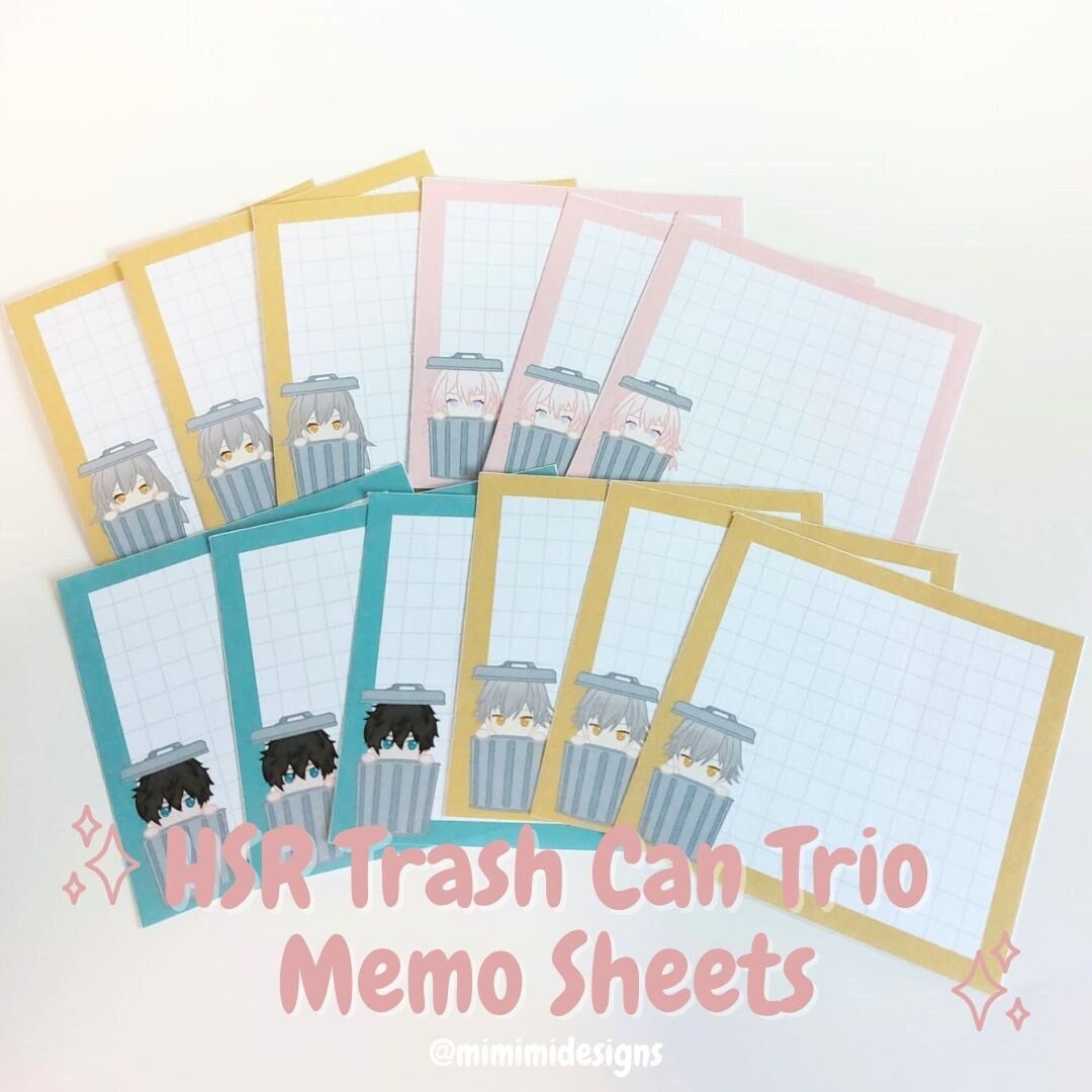 Honkai Star Rail Trash Can Trio Memosheets - Etsy