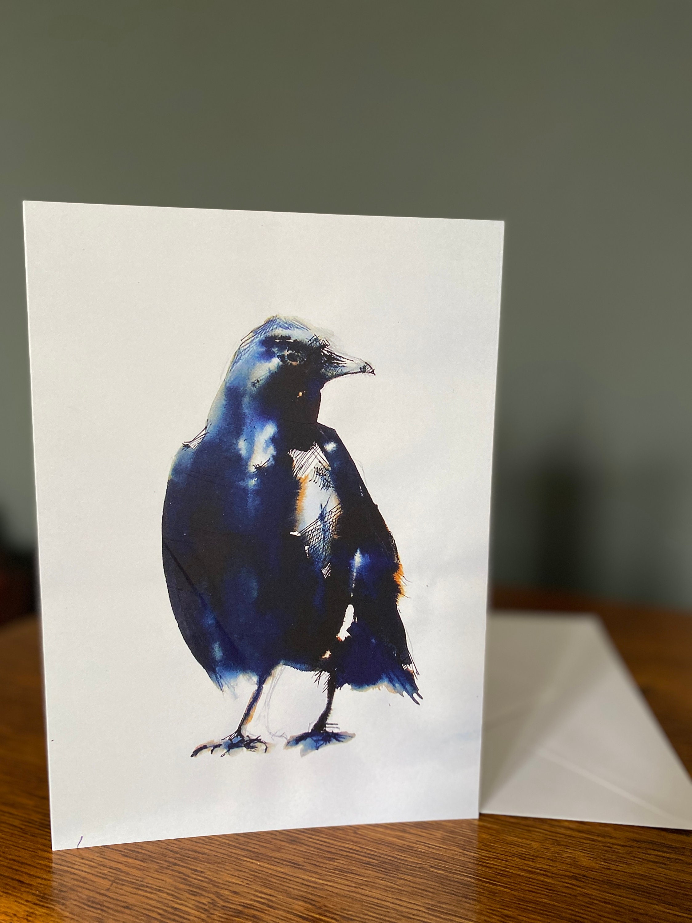 Crow Greeting Card A5 Fine Art Ink Drawing Animal Bird Raven Birthday ...