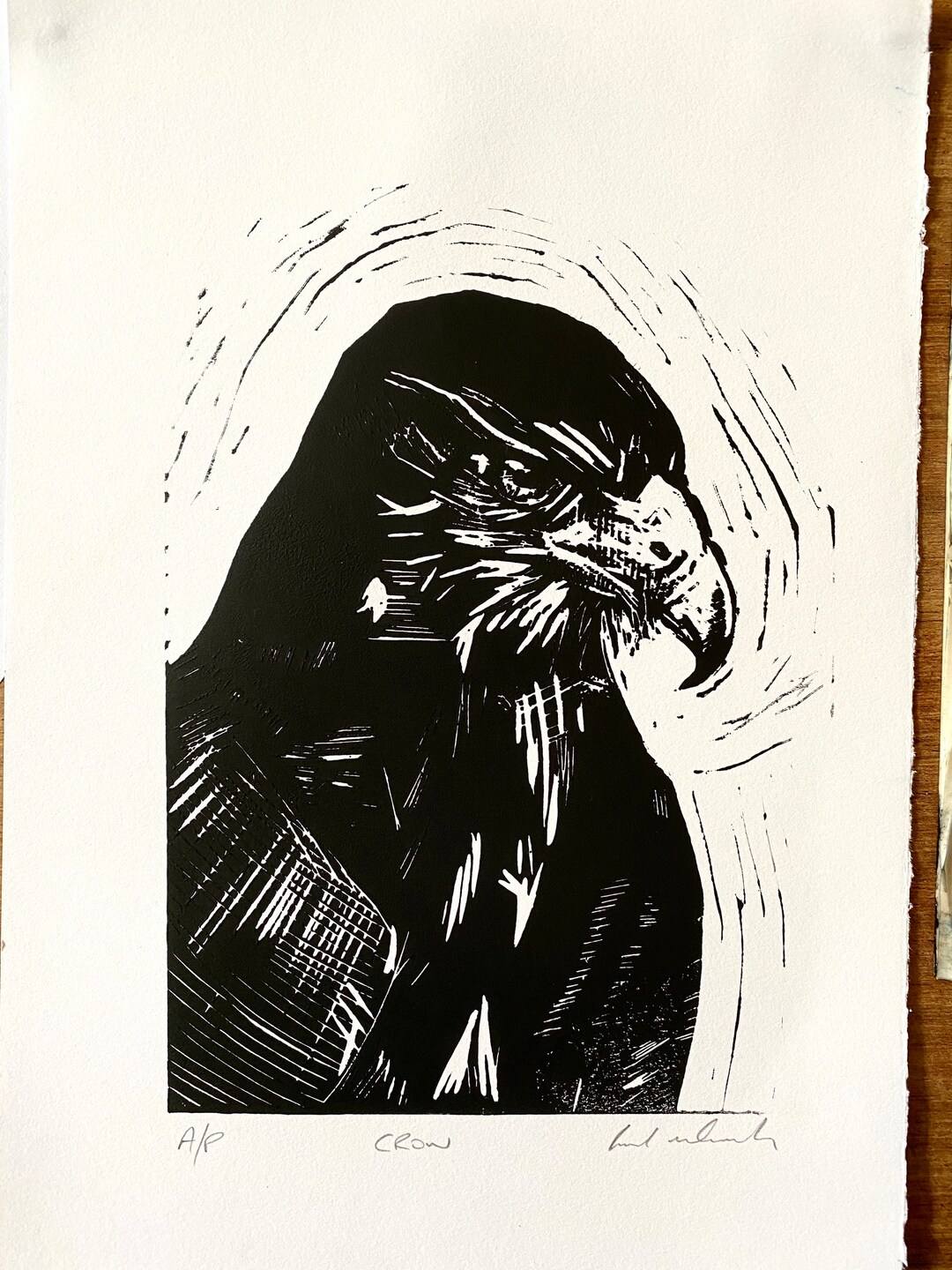 Original Krähe Druck Lino Print schwarz und weiß limitierte - Etsy.de