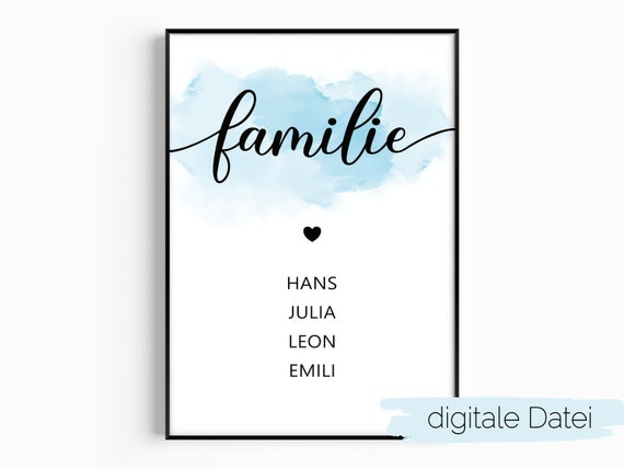 Family Poster Watercolor Wall Poster Digital File - Etsy