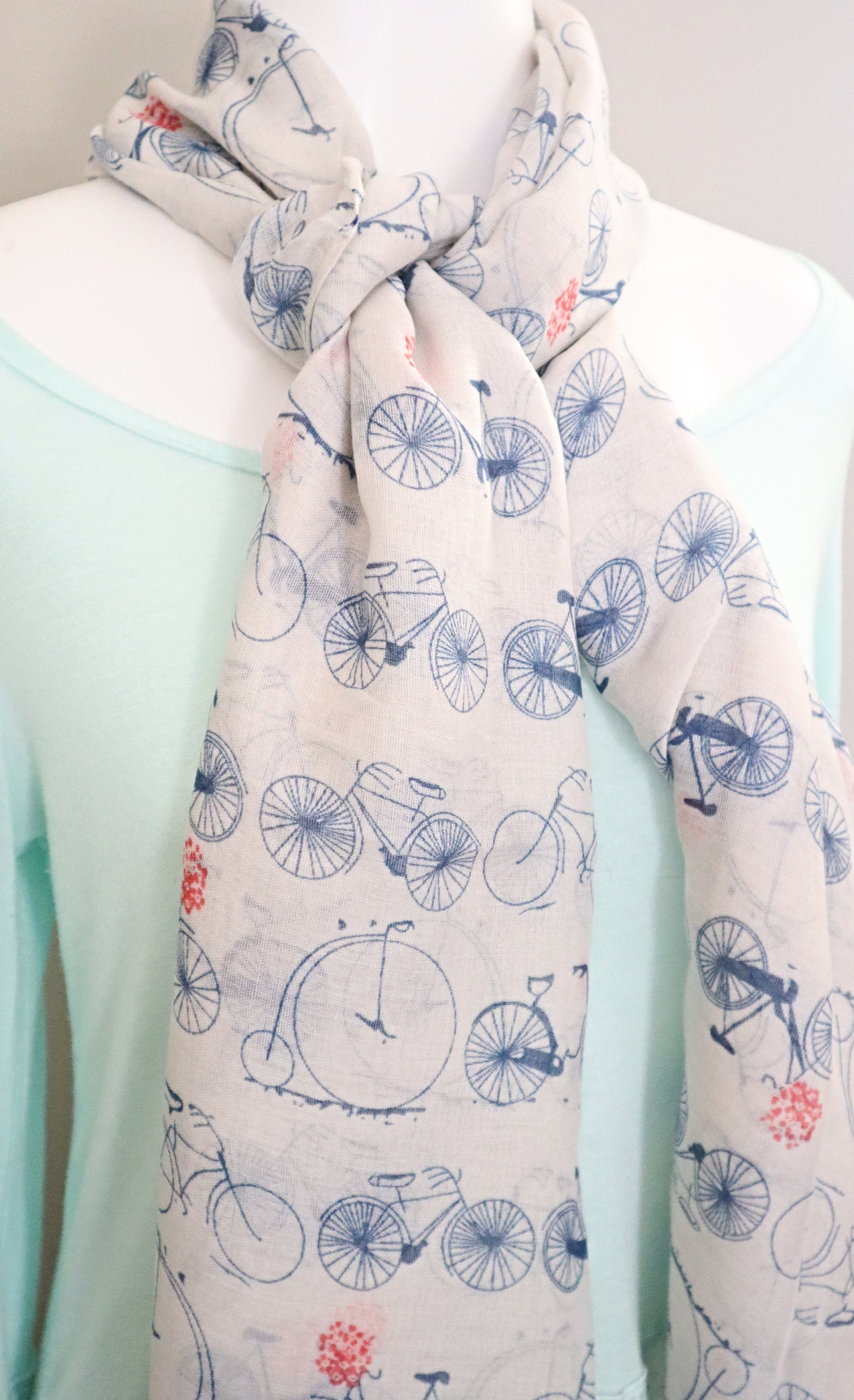 Bicycle Scarf, Boho Scarf for Women, Bike Scarf, Vinatge Bicycle Scarf ...