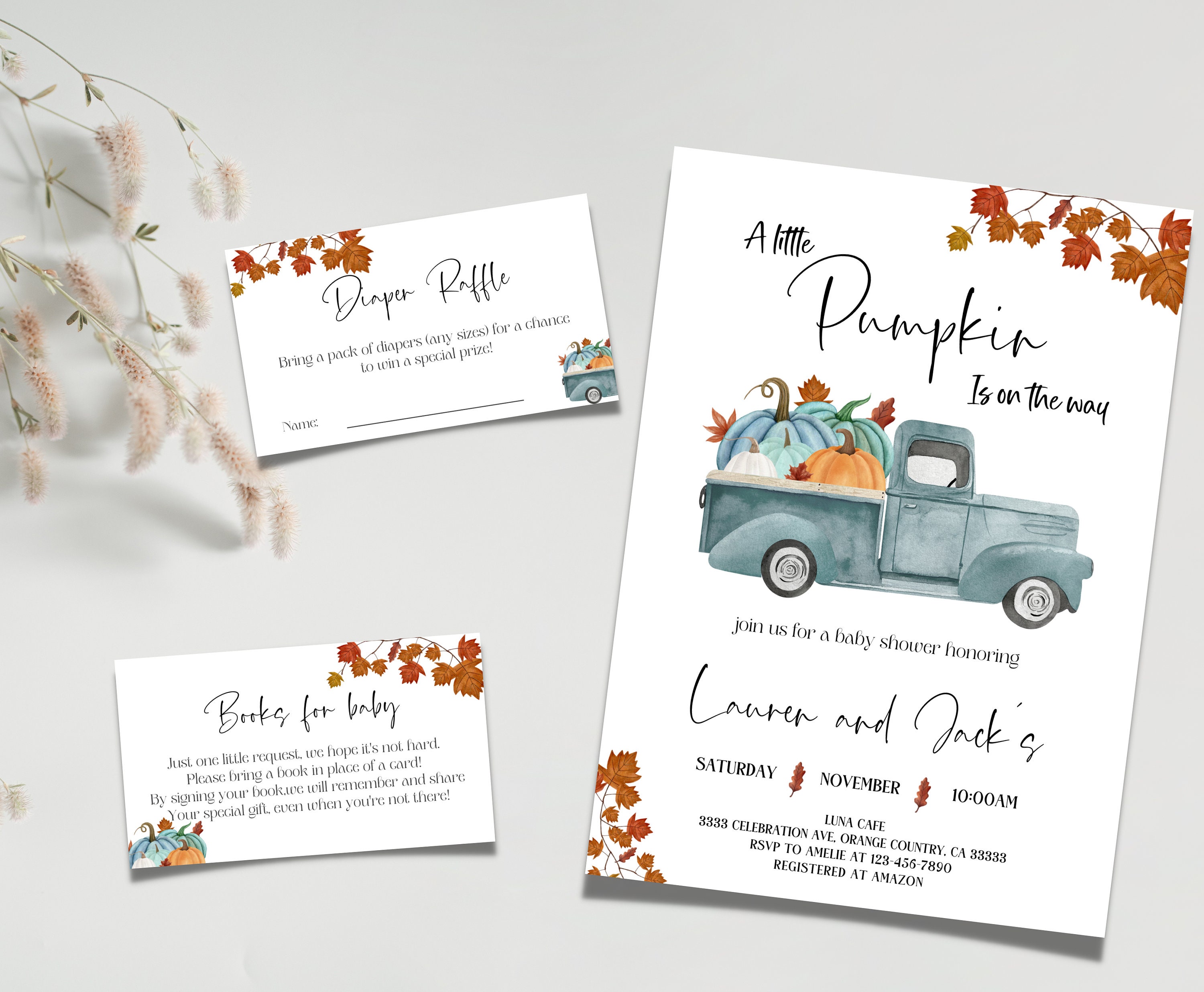 Fall Pumpkin Baby Shower Invitation Set Fall Baby Shower - Etsy