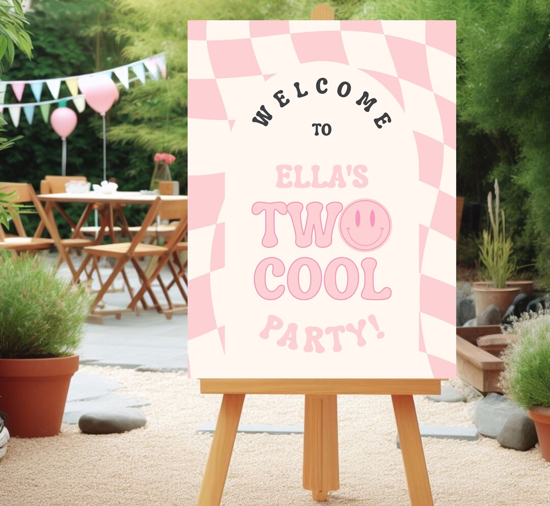 Two Cool Welcome Sing, Two Cool Invitation, Checkered Welcome Sign ...
