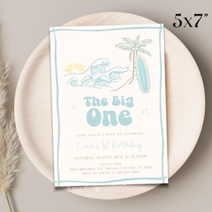 The Big One Invitation, Beach 1st Birthday Invitation, Wave 1st ...