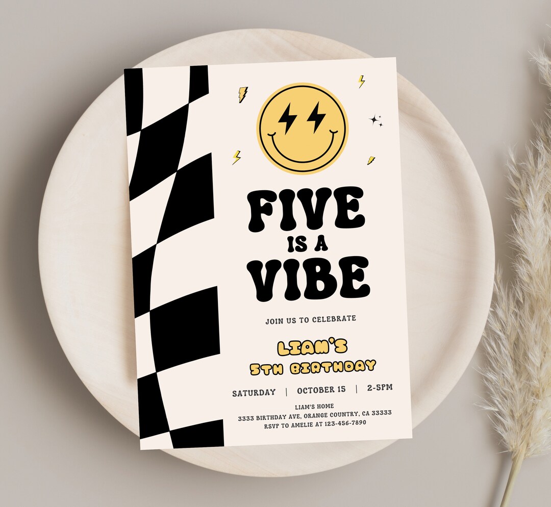 5th Birthday Invitation Five is a Vibe Invitation Editable Five is a ...