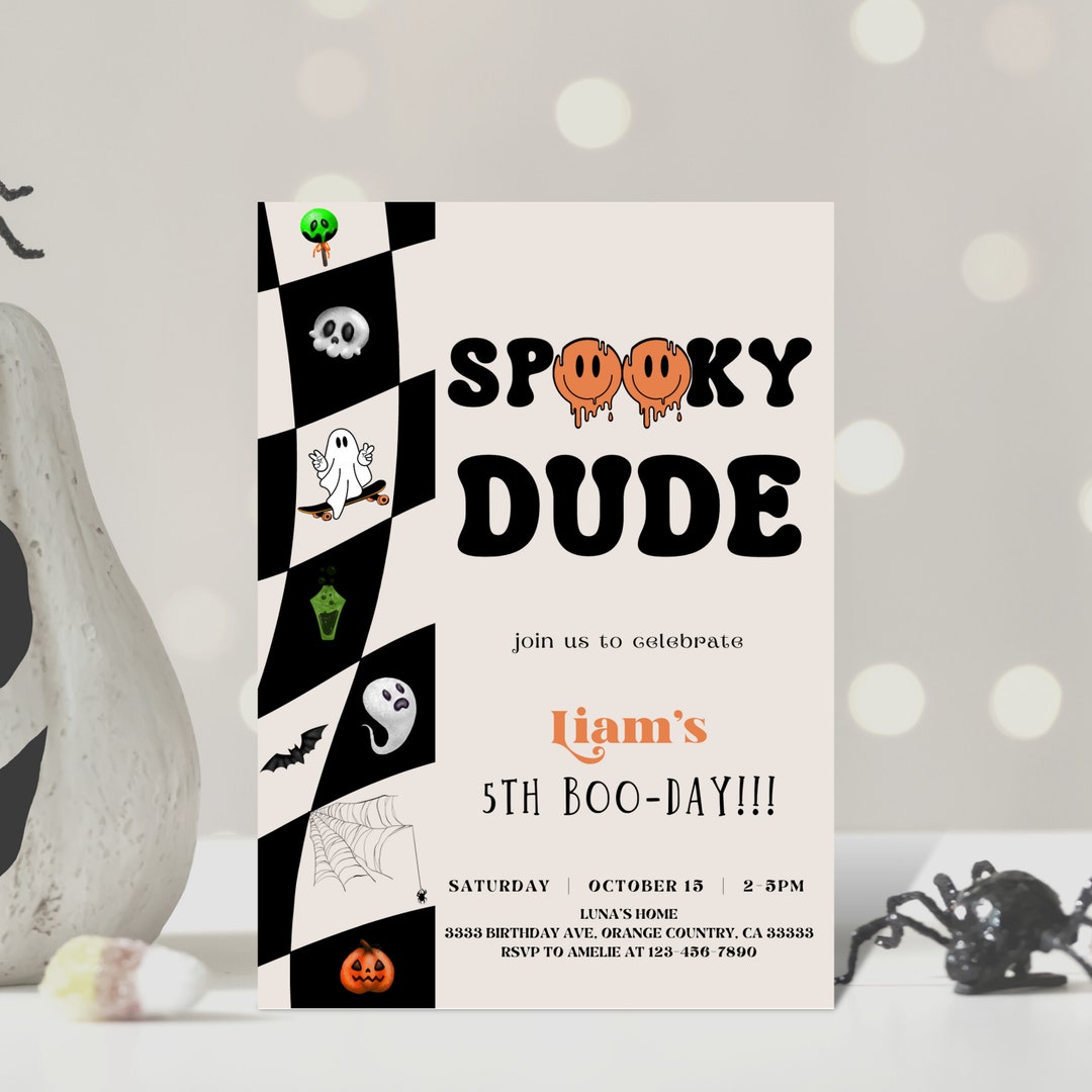 Spooky Dude Birthday Invitation Spooky Dude 5th Birthday - Etsy