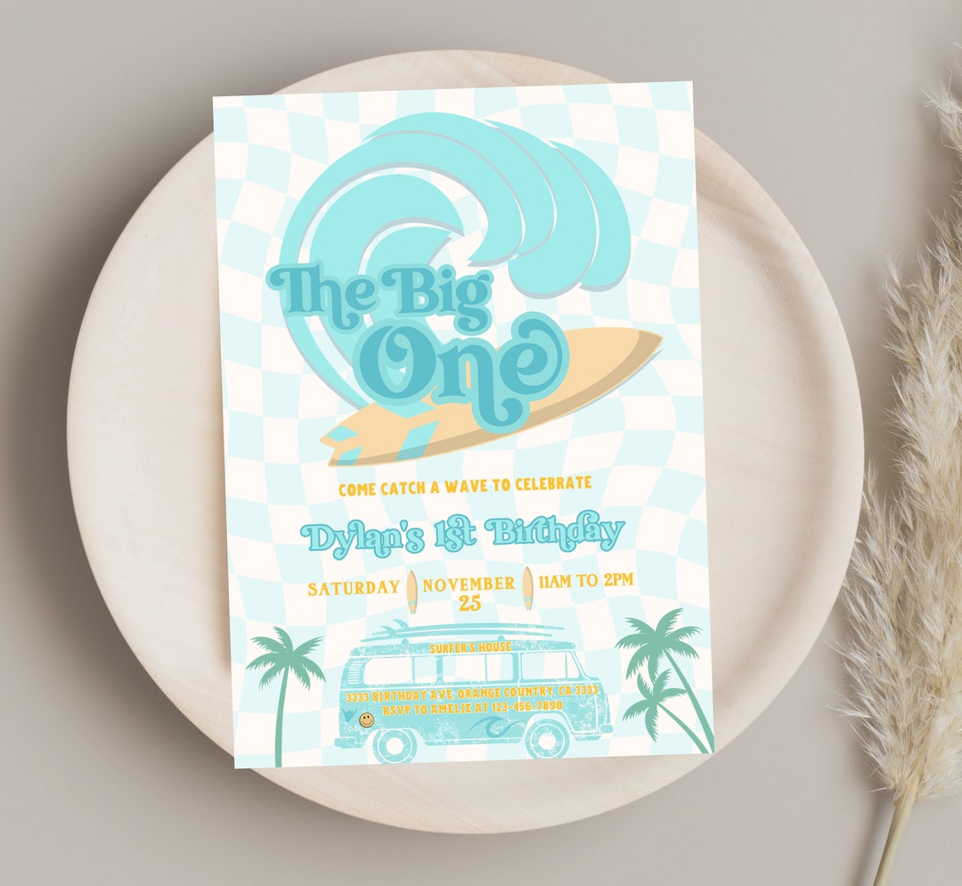The Big One Birthday Invitation Surf Birthday Invitation Surf - Etsy