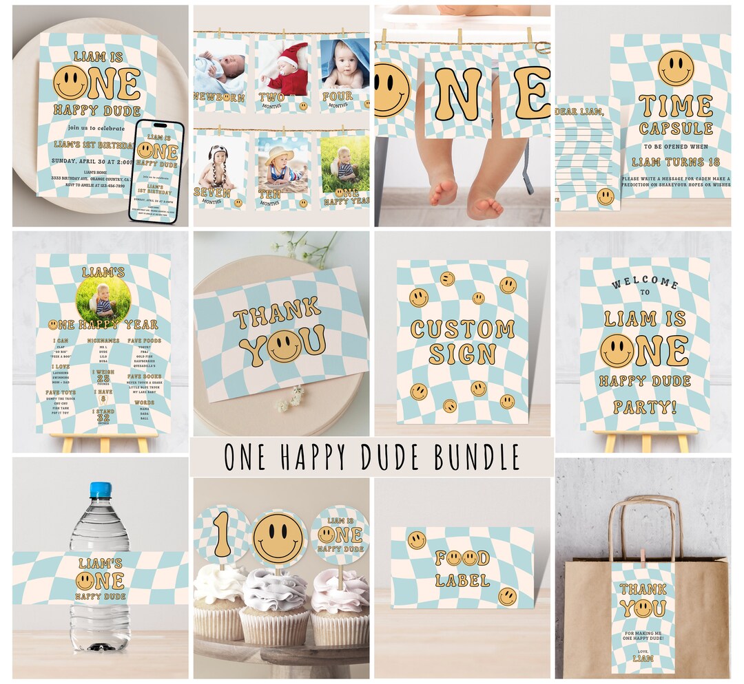 One Happy Dude Birthday Bundle One Happy Dude Invitation One Happy Dude ...
