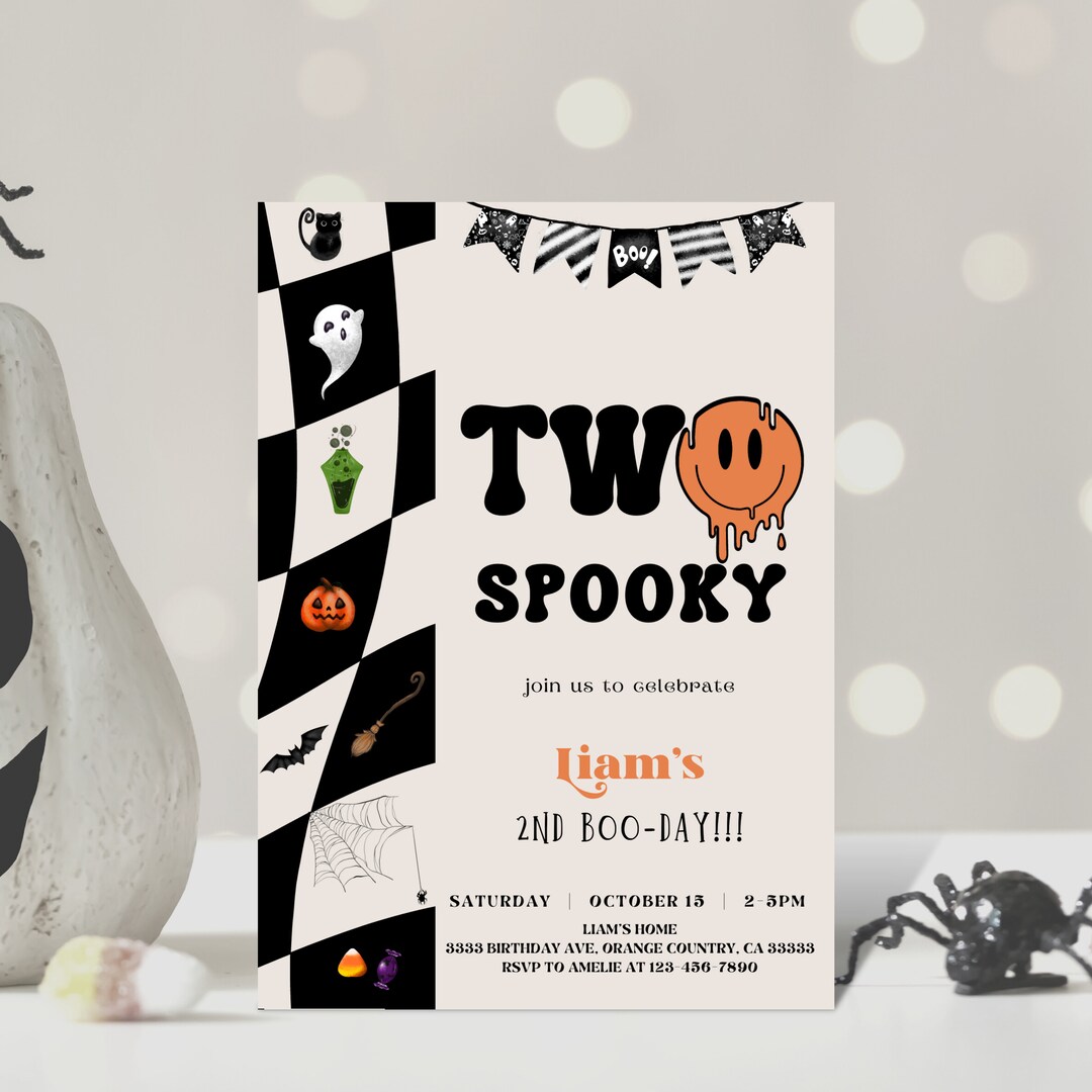 Two Spooky Birthday Invitation Spooky Invitation Editable Spooky 2nd ...