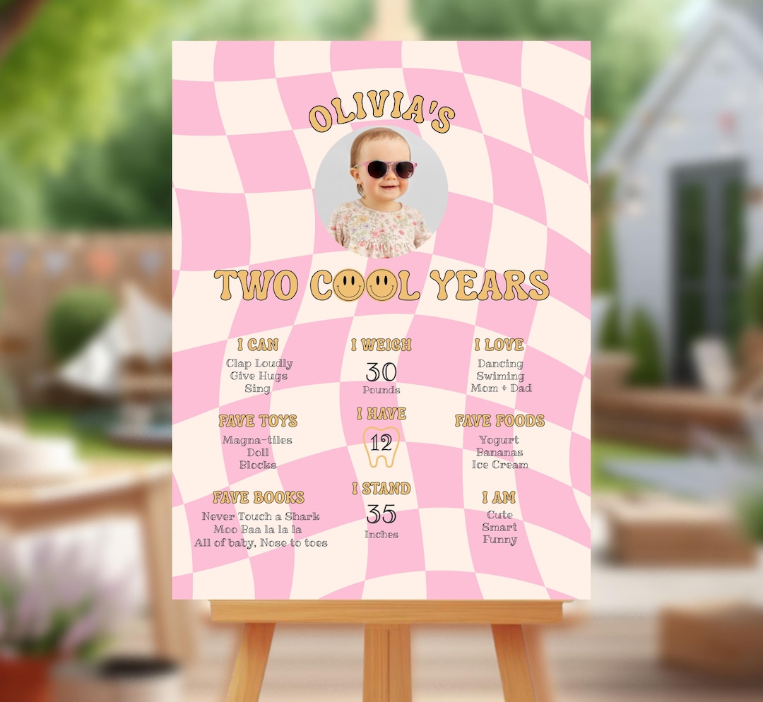 Two Cool Girls Milestone Board, Two Cool Girl Birthday Milestone Sing ...