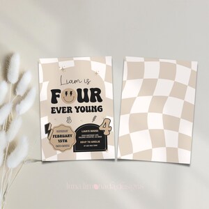 Four Ever Young Birthday Invitation, 4th Birthday Invitation Template ...
