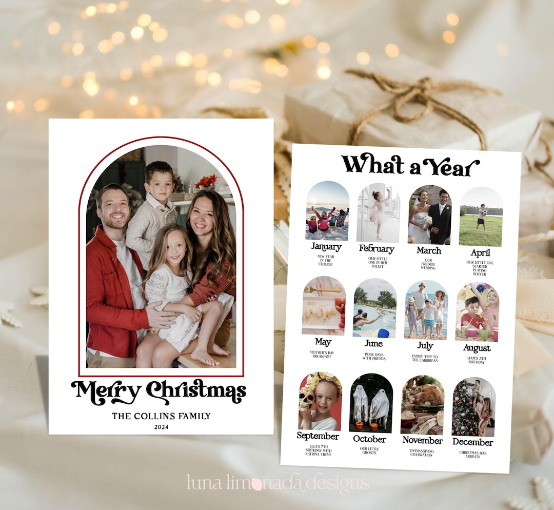 What A Year Card, Year in Review Christmas Card Template, Christmas ...