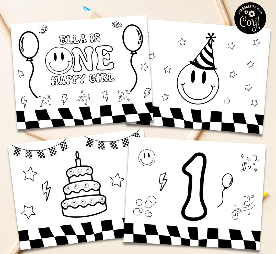 One Happy Girl Birthday Coloring Pages, Smile Face Birthday Coloring ...