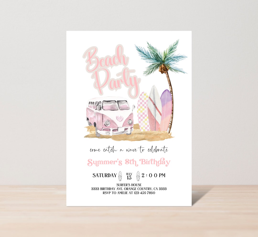Beach Party Invitation Surf's up Invitation Beach Party Birthday ...