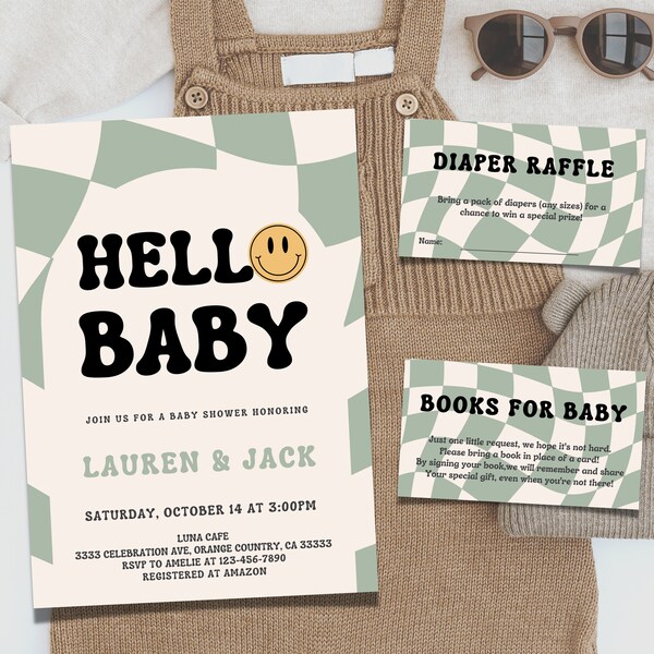 Checkered Baby Shower Invitation - Etsy