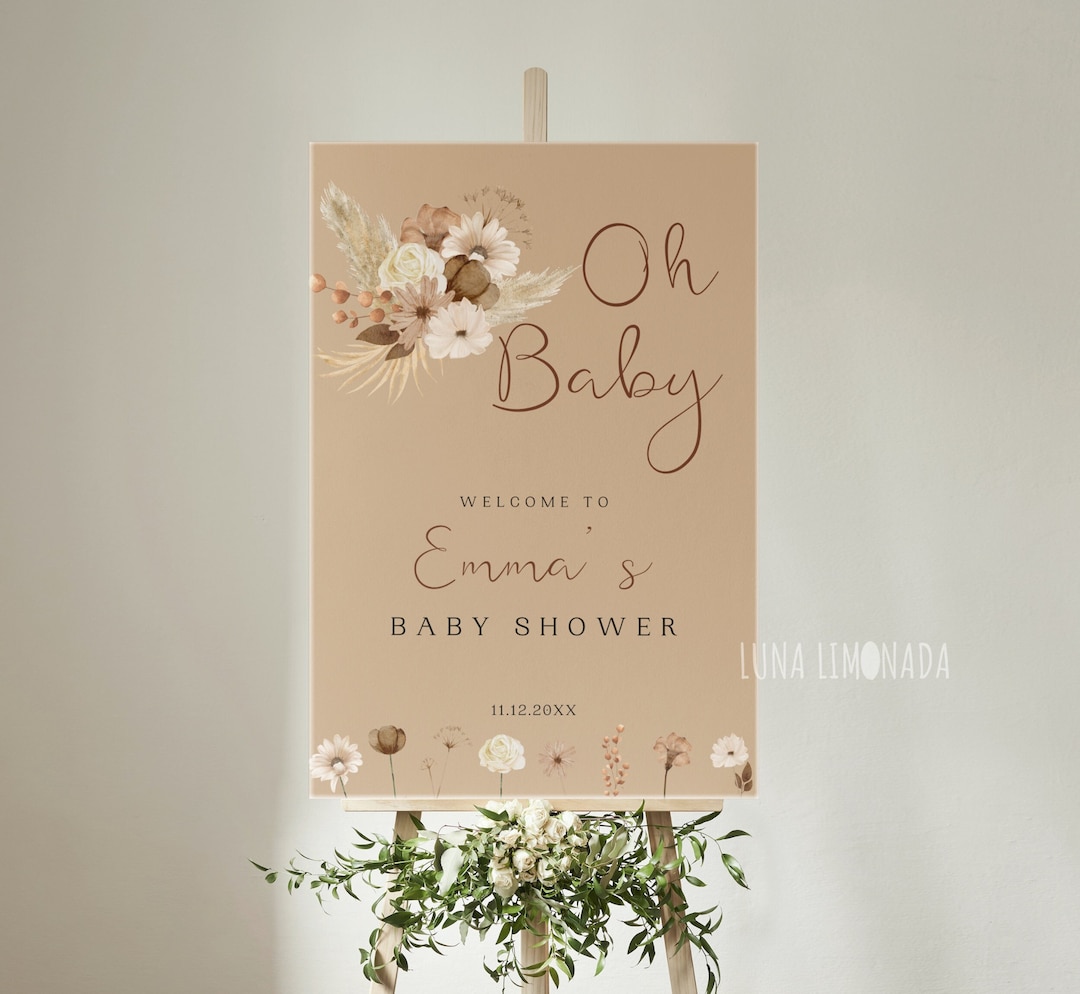 Oh Baby Welcome Sign Baby Shower Welcome Sign Boho Baby - Etsy