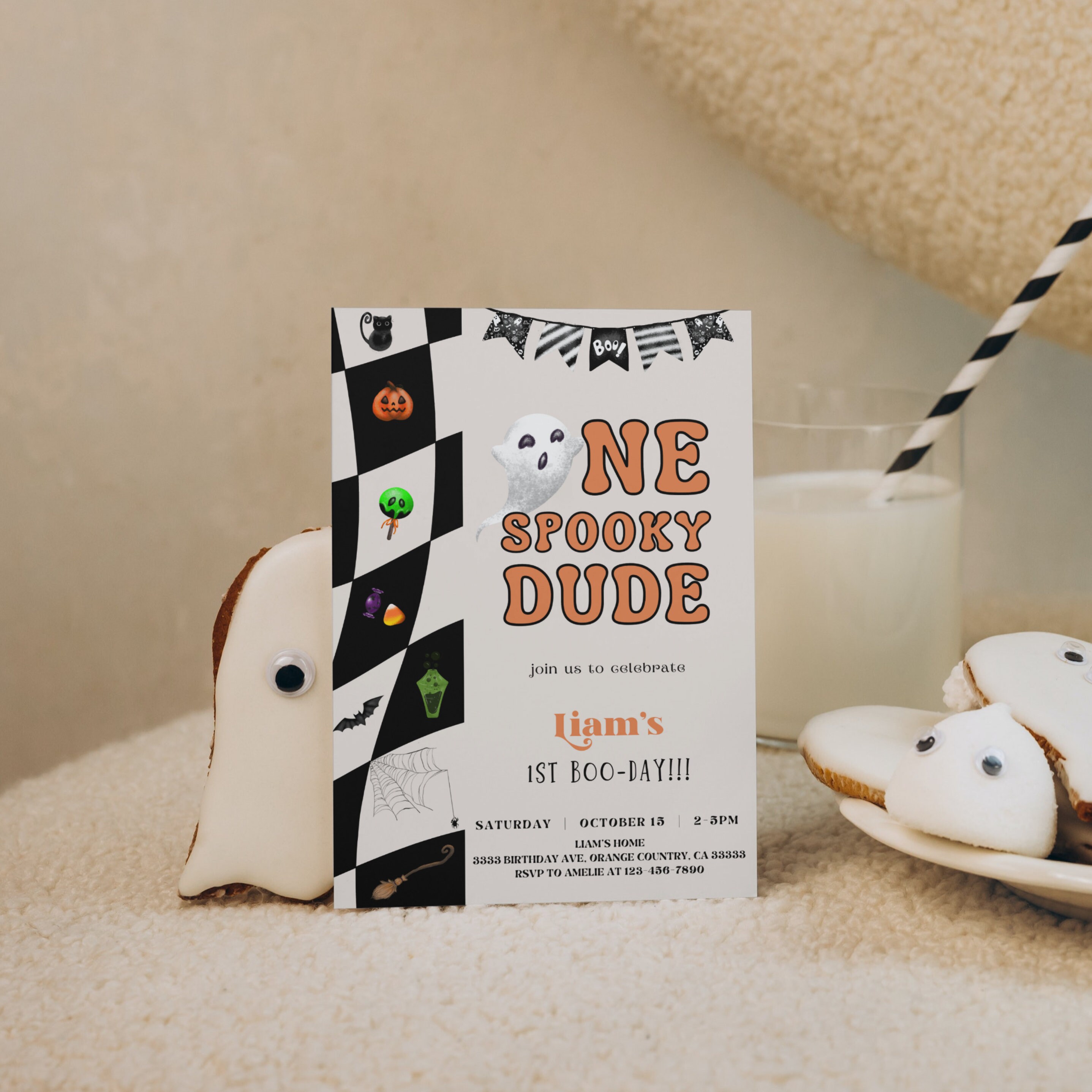 One Spooky Dude Birthday Invitation Spooky Dude Invitation - Etsy