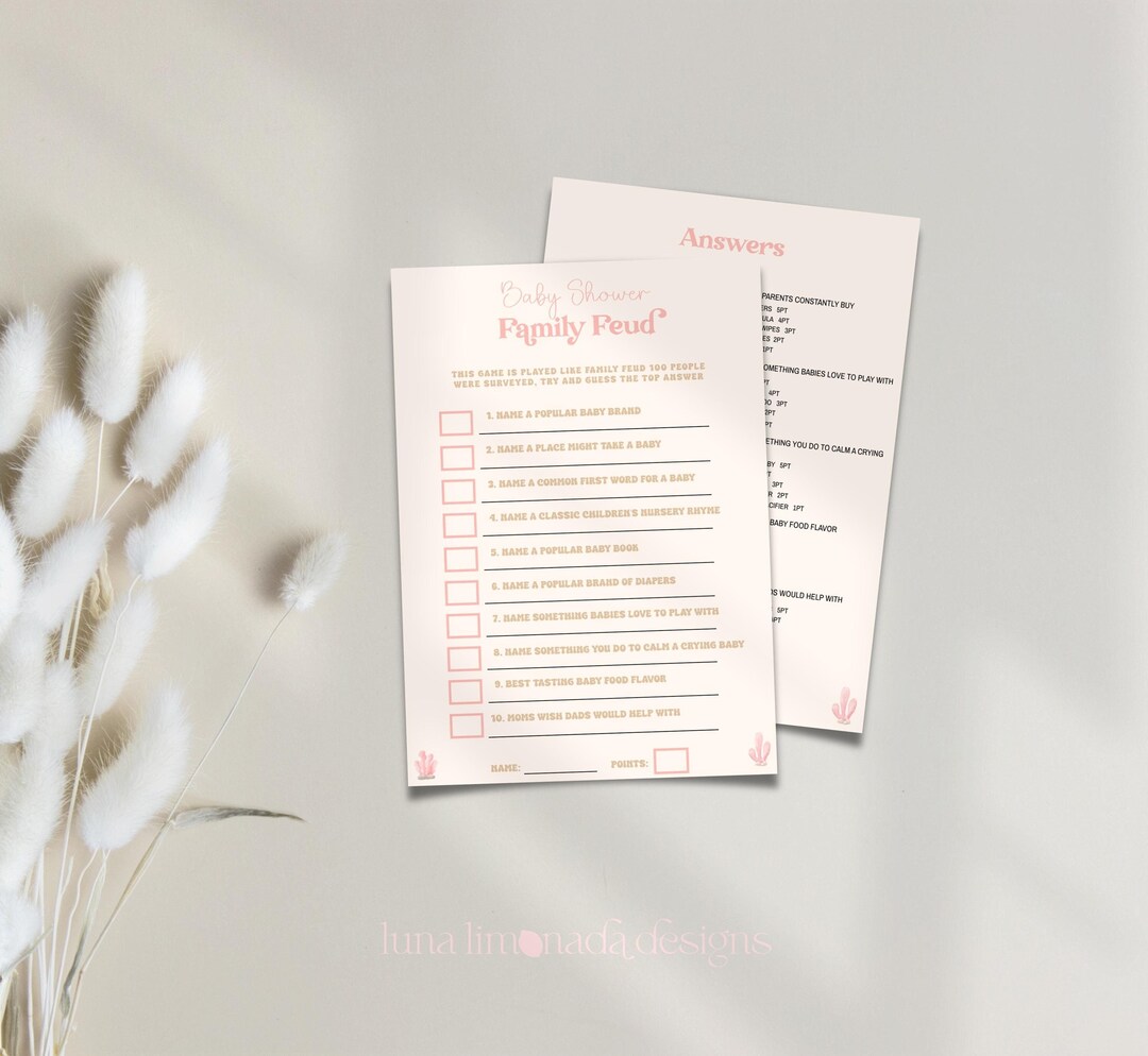 Beach Baby Shower Family Feud Game (corjl Editable Digital Download ...