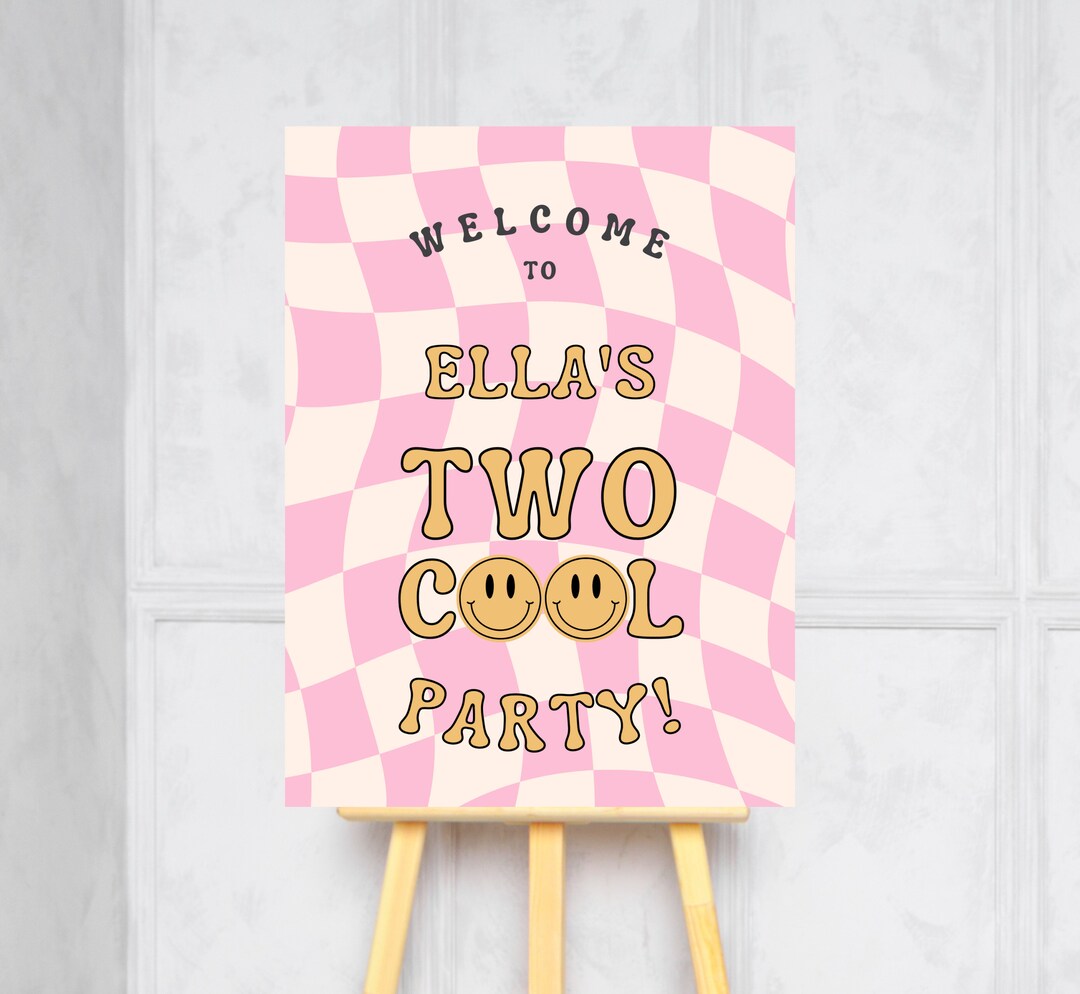 Two Cool Birthday Welcome Sign, Two Cool Sign, 2nd Birthday Wellcome ...