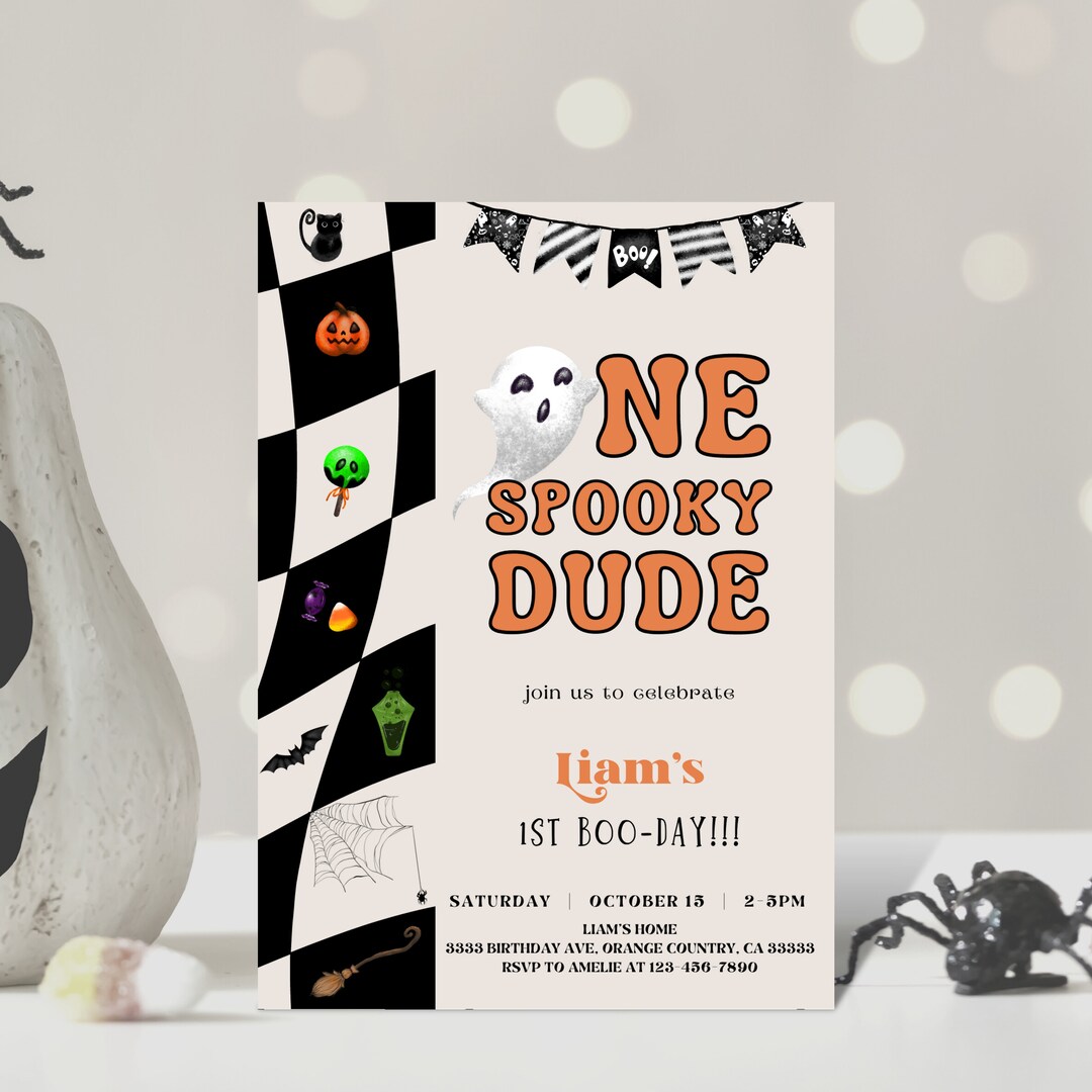 One Spooky Dude Birthday Invitation Spooky Dude Invitation - Etsy