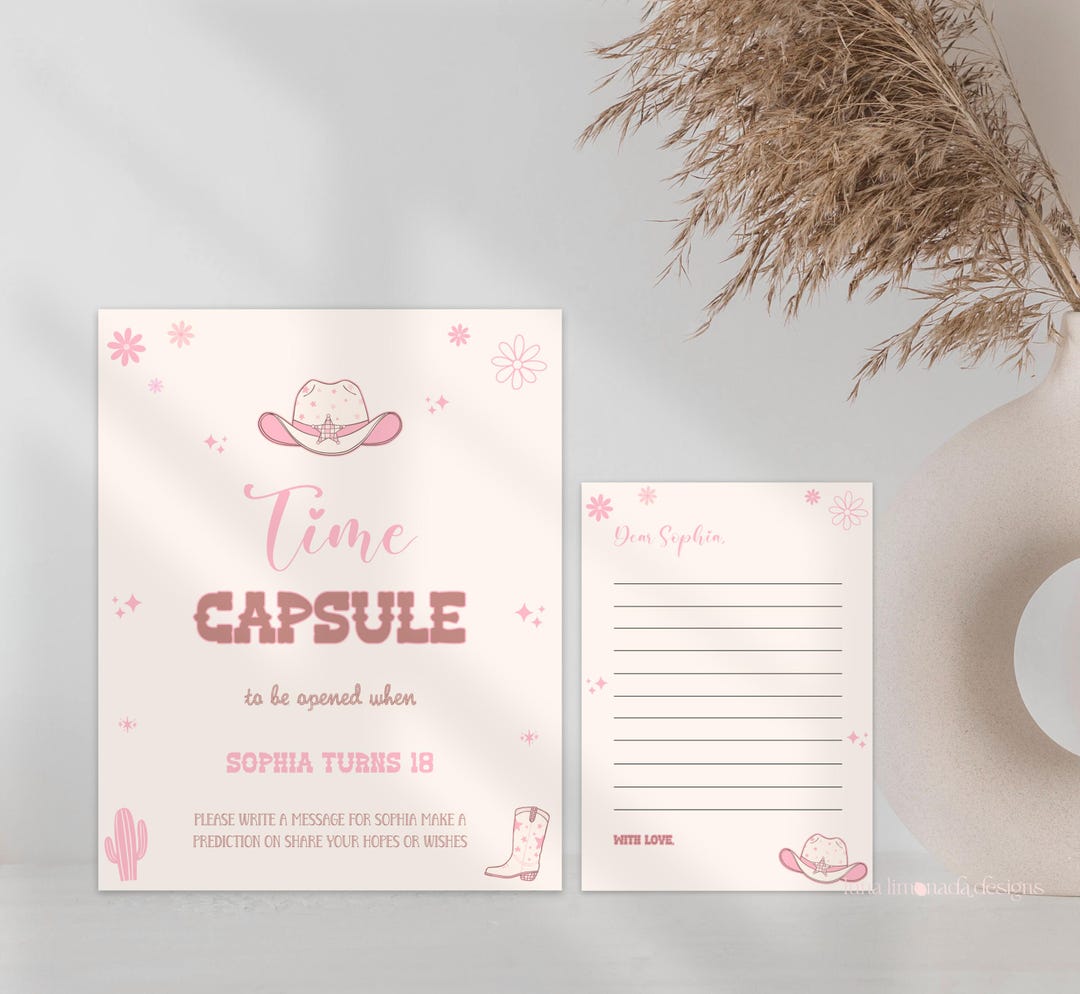Rodeo Birthday Time Capsule: Cowgirl Party Decor (printable Corjl ...