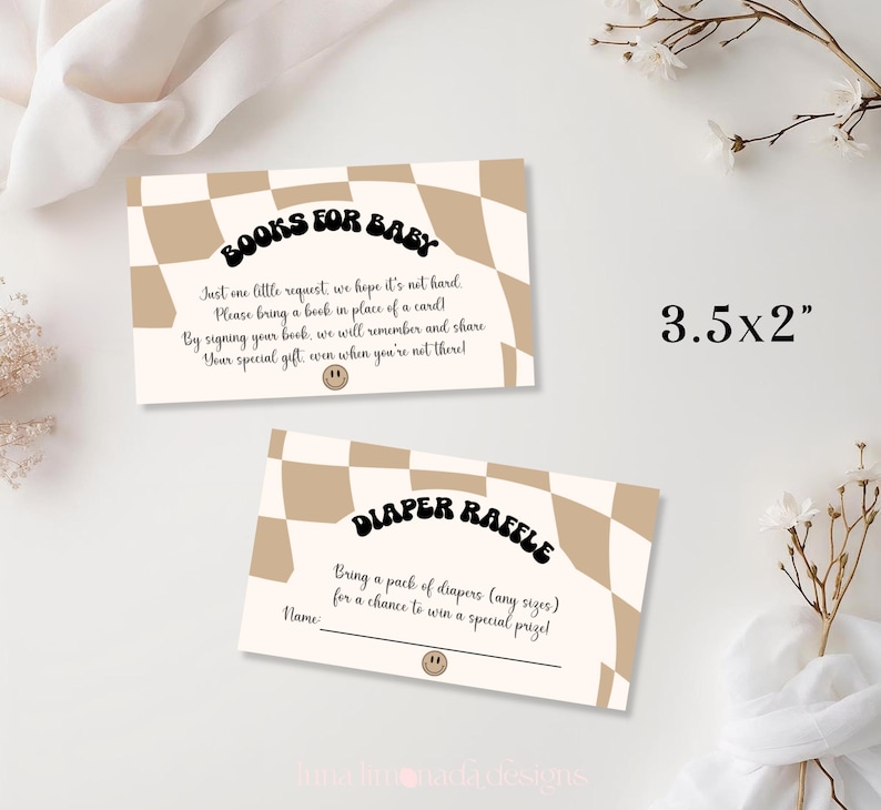 Little Dude Baby Shower Invitation Bundle, Tan Brown Checkered Retro ...
