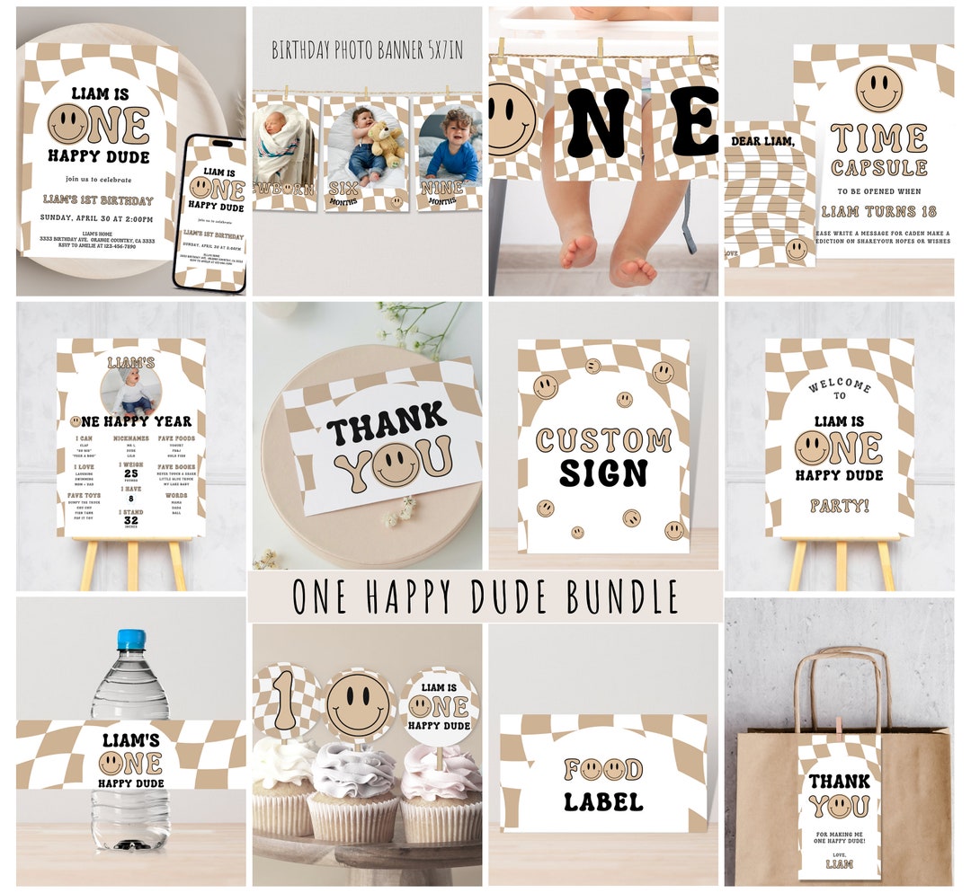 One Happy Dude Invitation One Happy Dude Birthday Bundle One Happy Dude ...