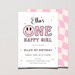 Smiley Face 1st Birthday Invitation: Pink Checkered Design (digital ...