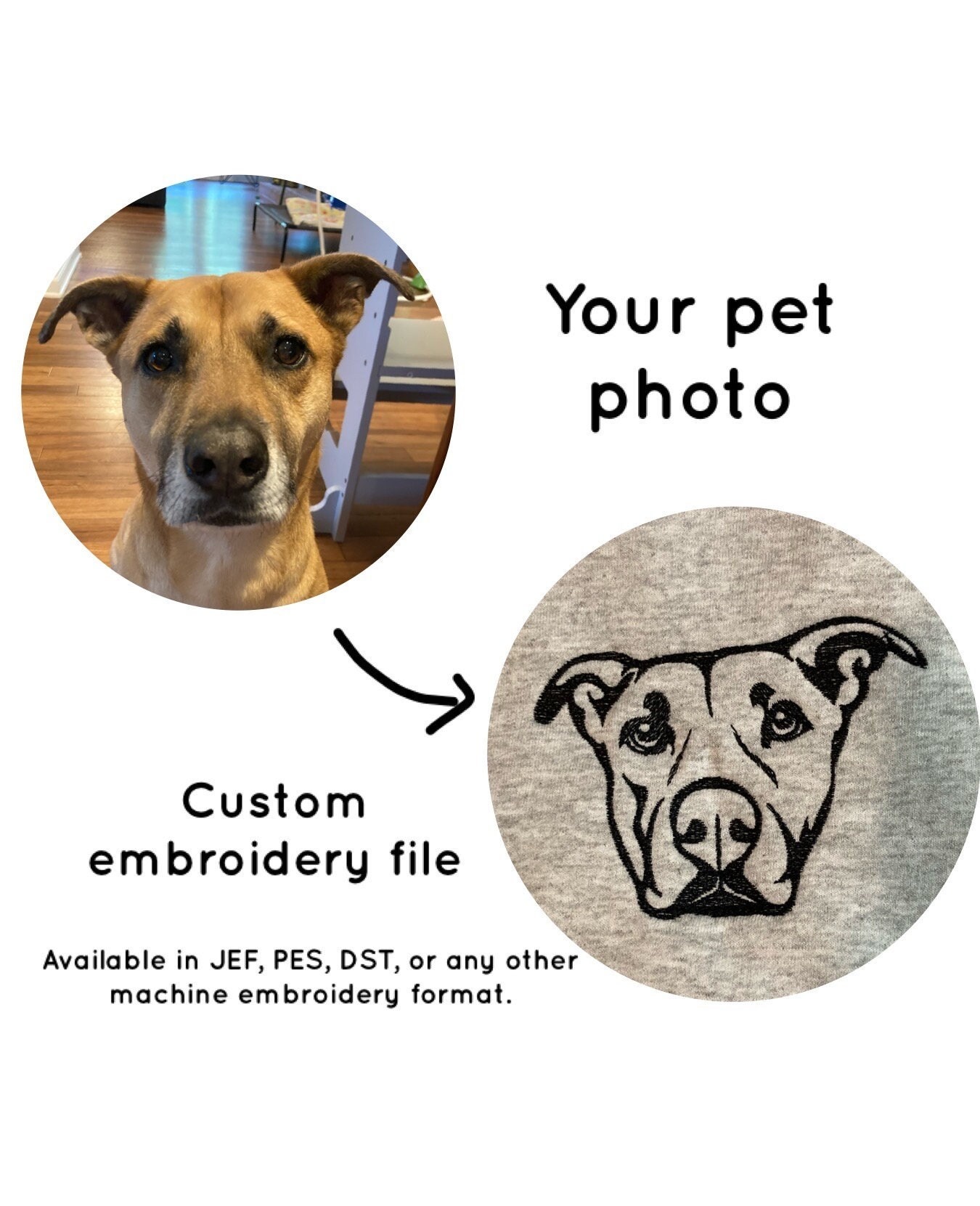 Custom Dog Embroidery Digital File, Custom Embroidery File, Custom Cat ...