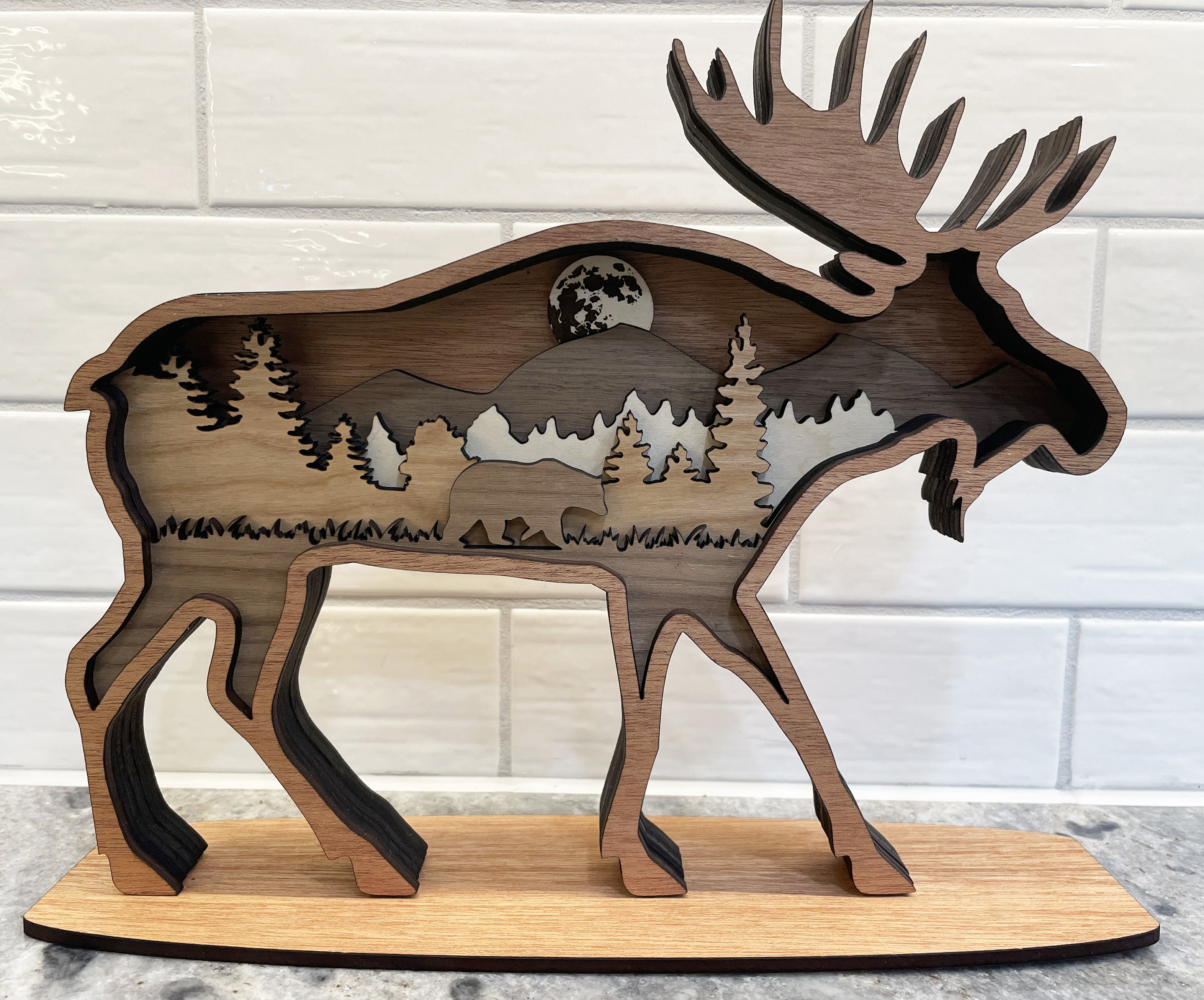 Wood Layered Moose Decor - Etsy