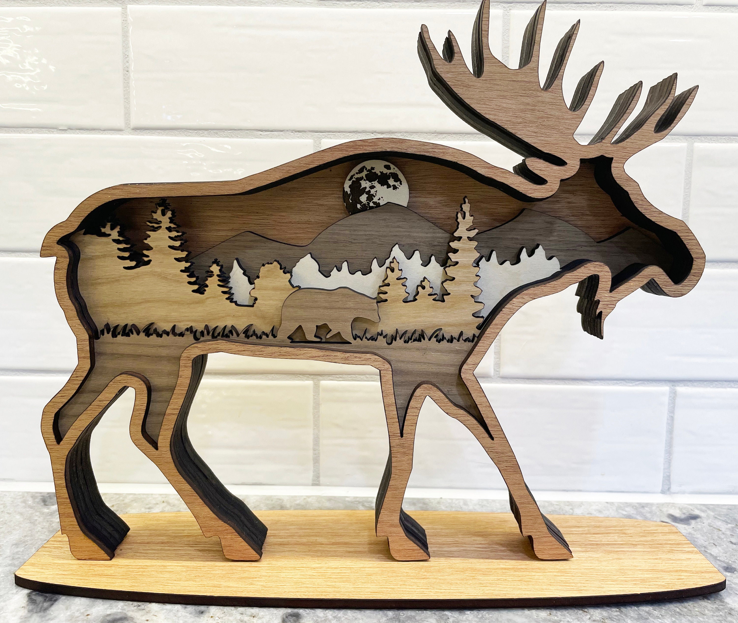 Wood Layered Moose Decor - Etsy