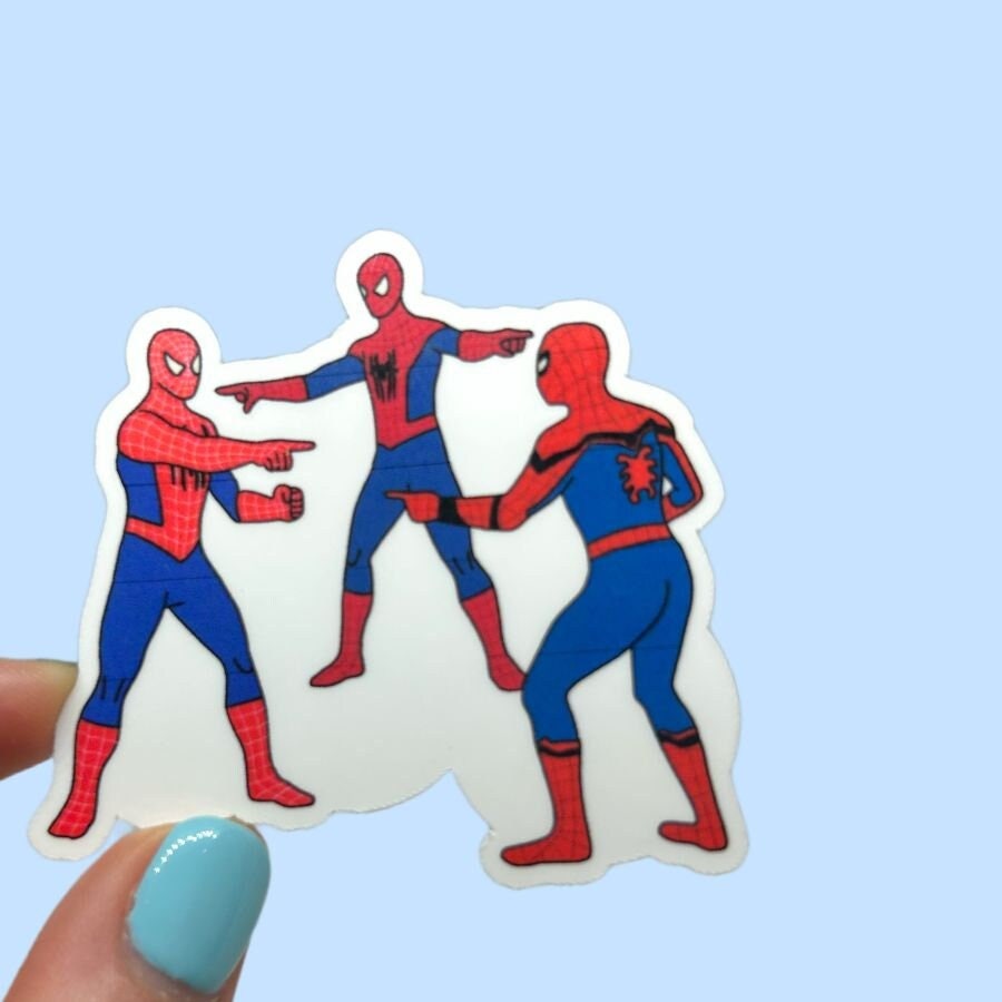 Spider-man Pointing Meme Funny Water-resistant Vinyl Sticker Sticker ...