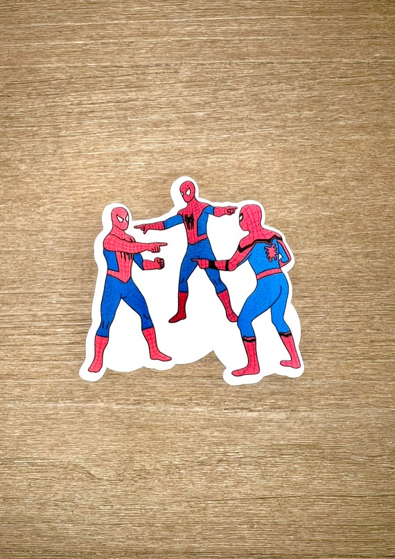Spider-man Pointing Meme Funny Water-resistant Vinyl Sticker - Etsy