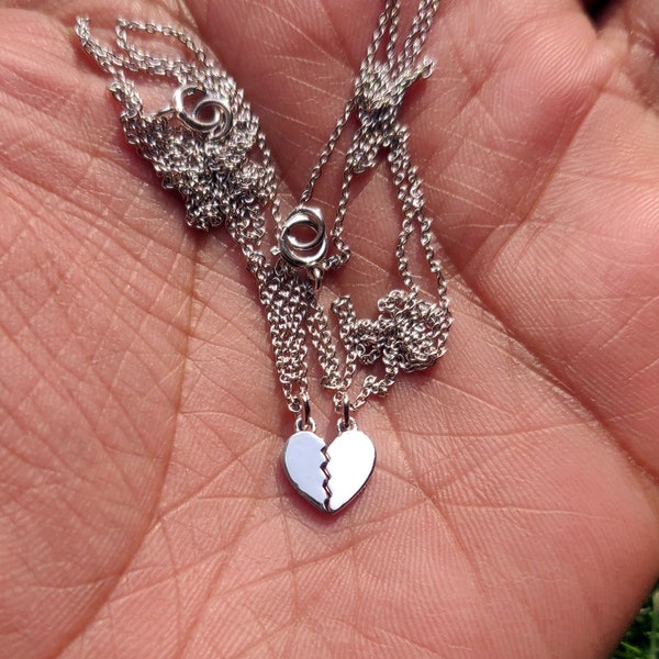 Split Heart Necklace - Etsy