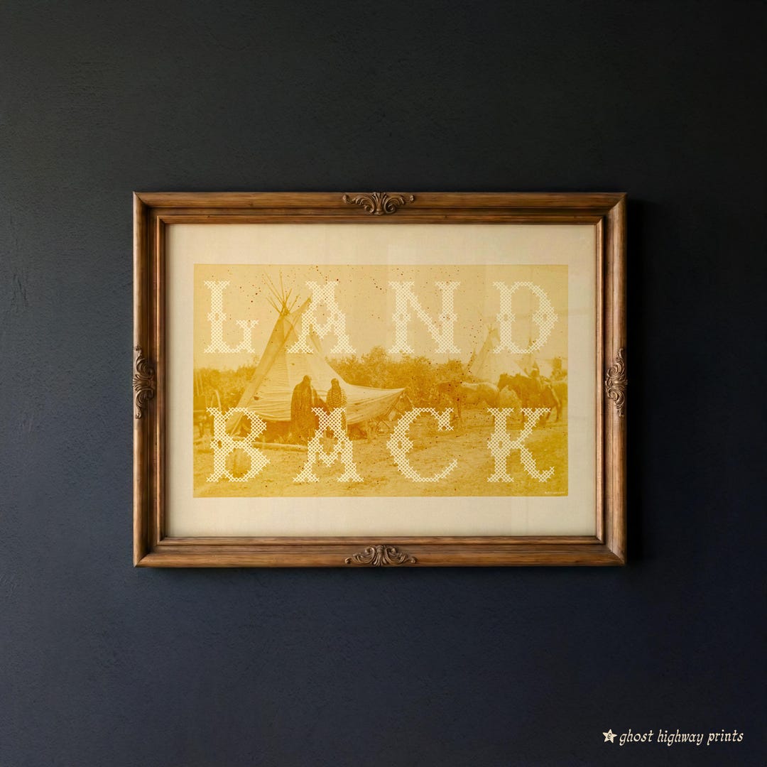 Land Back Cross Stitch Lettering Indigenous Photography Art Print ...