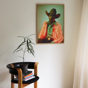 Neon Cowboy Art Print, Western Fine Art Photography, Black Cowboy Wall ...