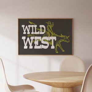 Wild West Rodeo Poster, Retro Typography Digital Art Print, Vintage ...