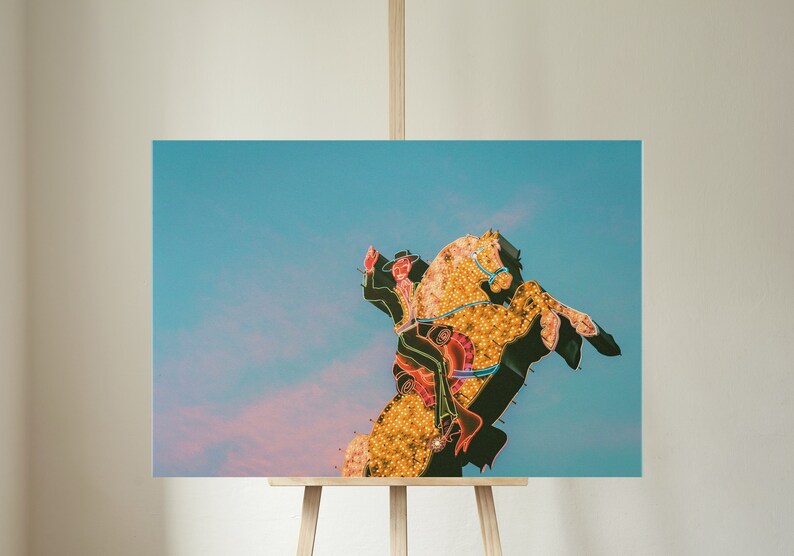 Neon Cowboy Digital Art Print Vintage Western Poster Neon - Etsy