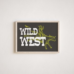 Wild West Rodeo Poster, Retro Typography Digital Art Print, Vintage ...