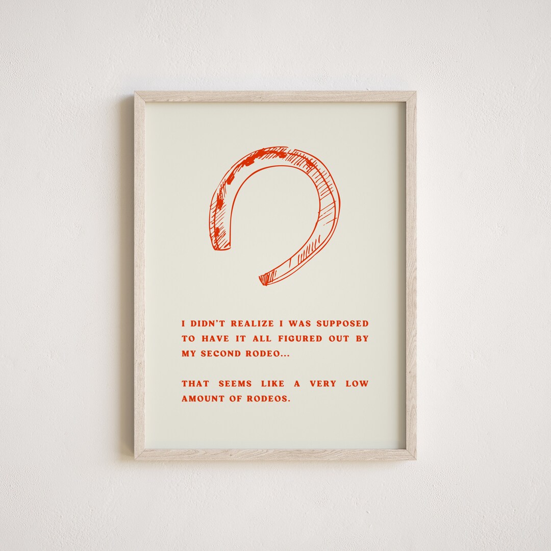 Funny Rodeo Quote Art Print, Minimalist Cowboy Wall Art, Retro Western ...