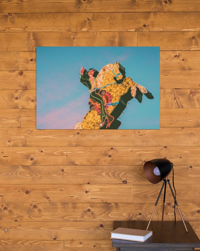 Neon Cowboy Digital Art Print Vintage Western Poster Neon - Etsy