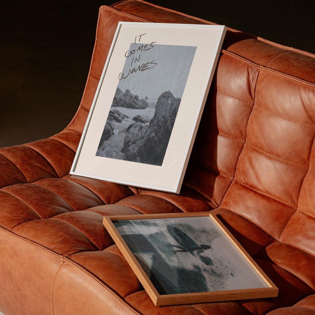 Set of Two Abstract Surfer Digital Art Prints, Retro Coastal Wall Art ...