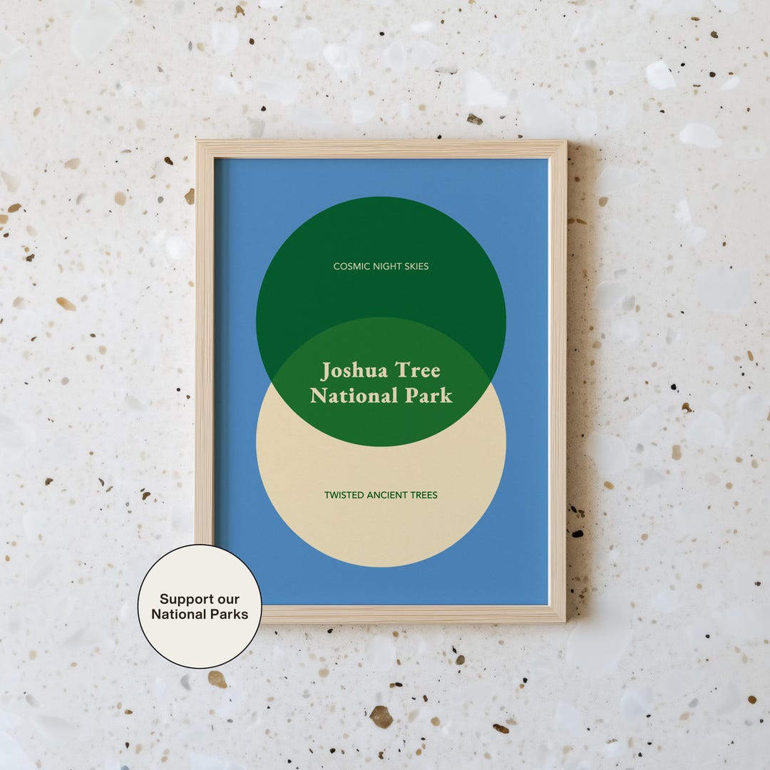 Joshua Tree Venn Diagram Digital Art Print, Retro National Park Travel ...
